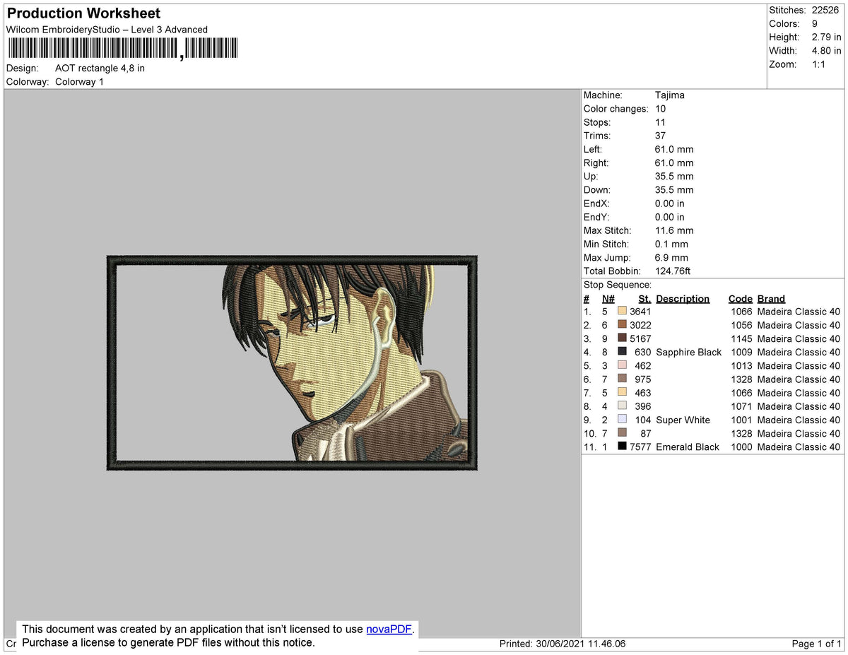 Aot Levi Rectangle Embroidery File 4 size – Master Digitizer