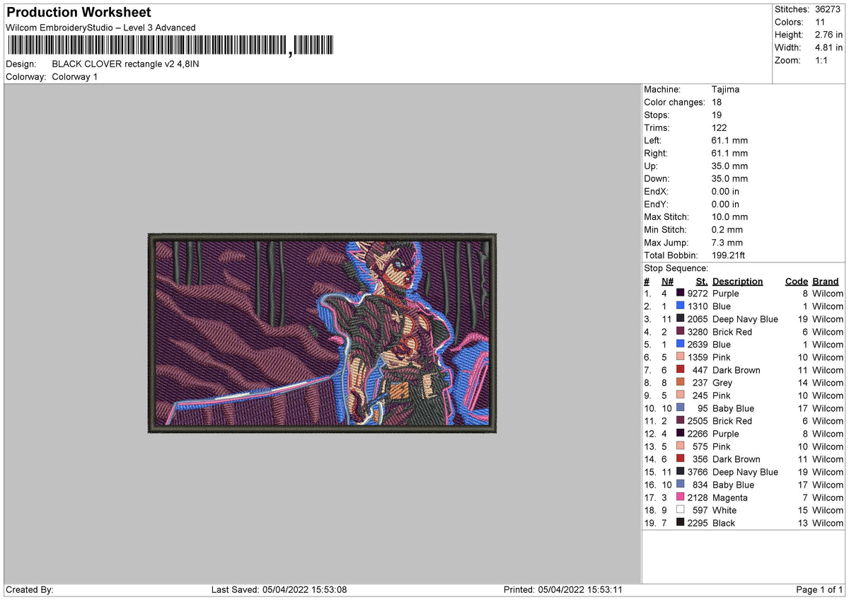 Black Clover Rectangle V2 Embroidery File 4 size – Master Digitizer