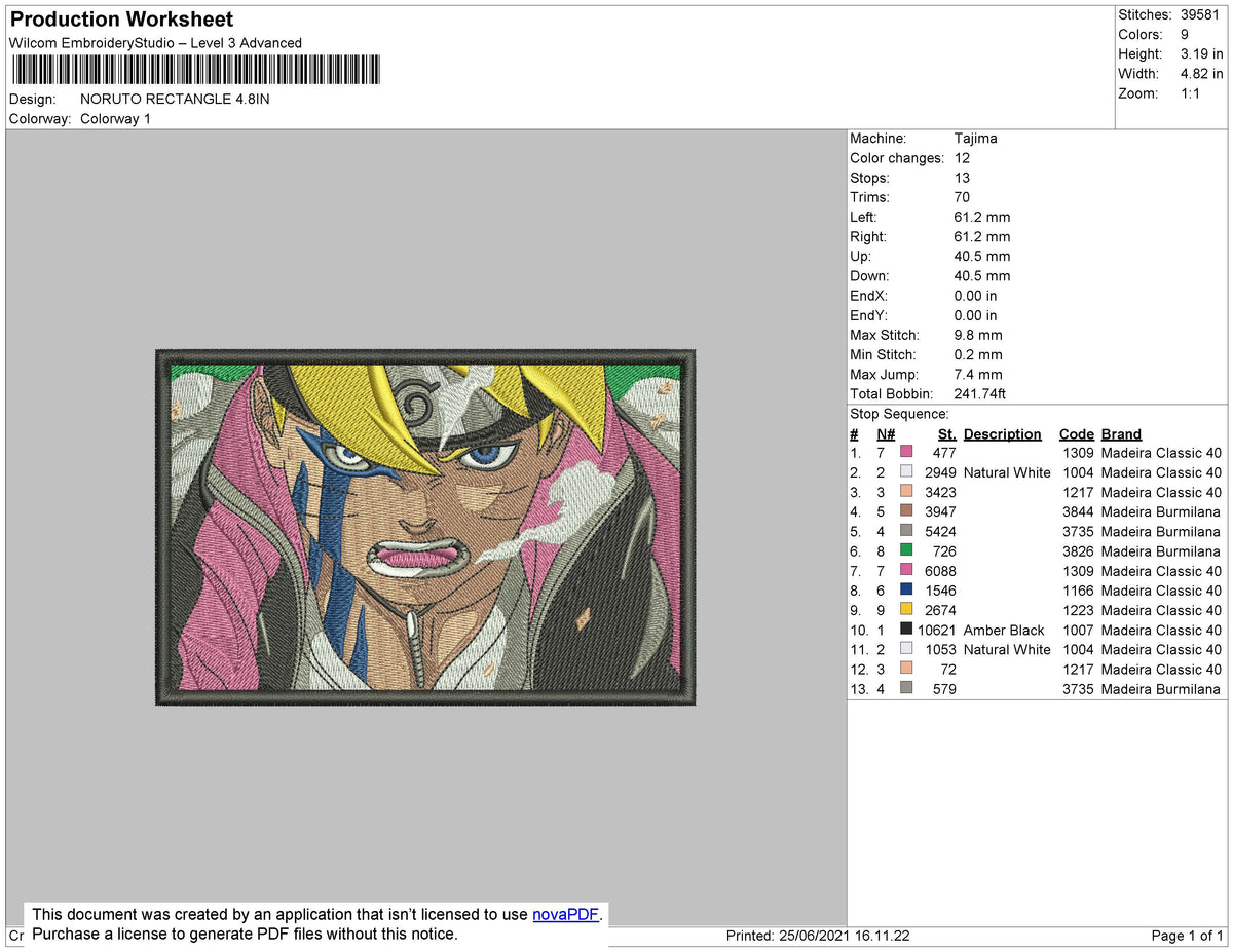 Boruto Rectangle Embroidery File 4 size – Master Digitizer