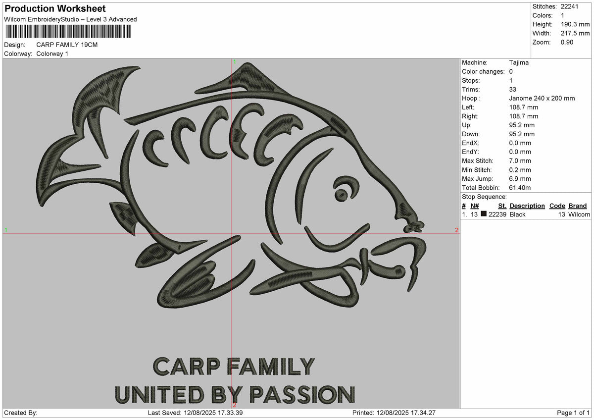 Carp Family Embroidery File – Master Digitizer