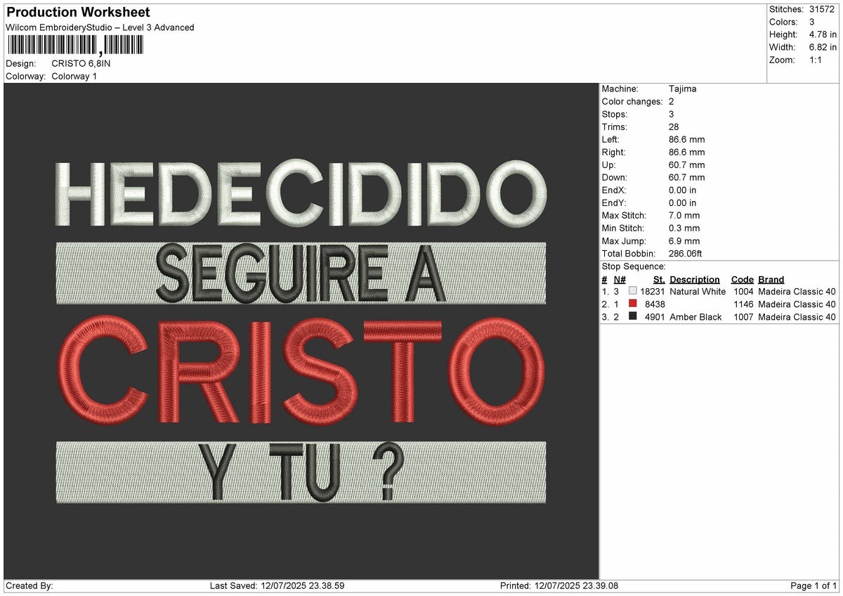 CRISTO Embroidery File Design – Master Digitizer