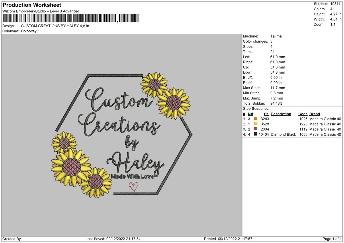 Custom Creatons Embroidery File 6 sizes – Master Digitizer