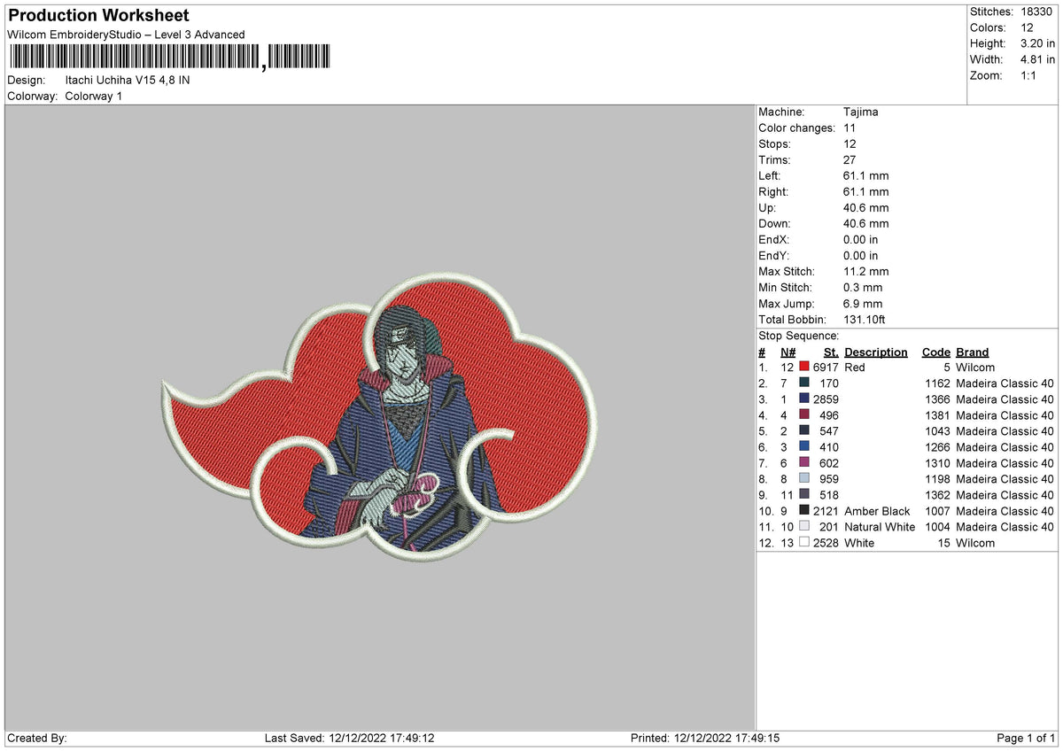 Itachi Cloud Embroidery File 6 sizes – Master Digitizer