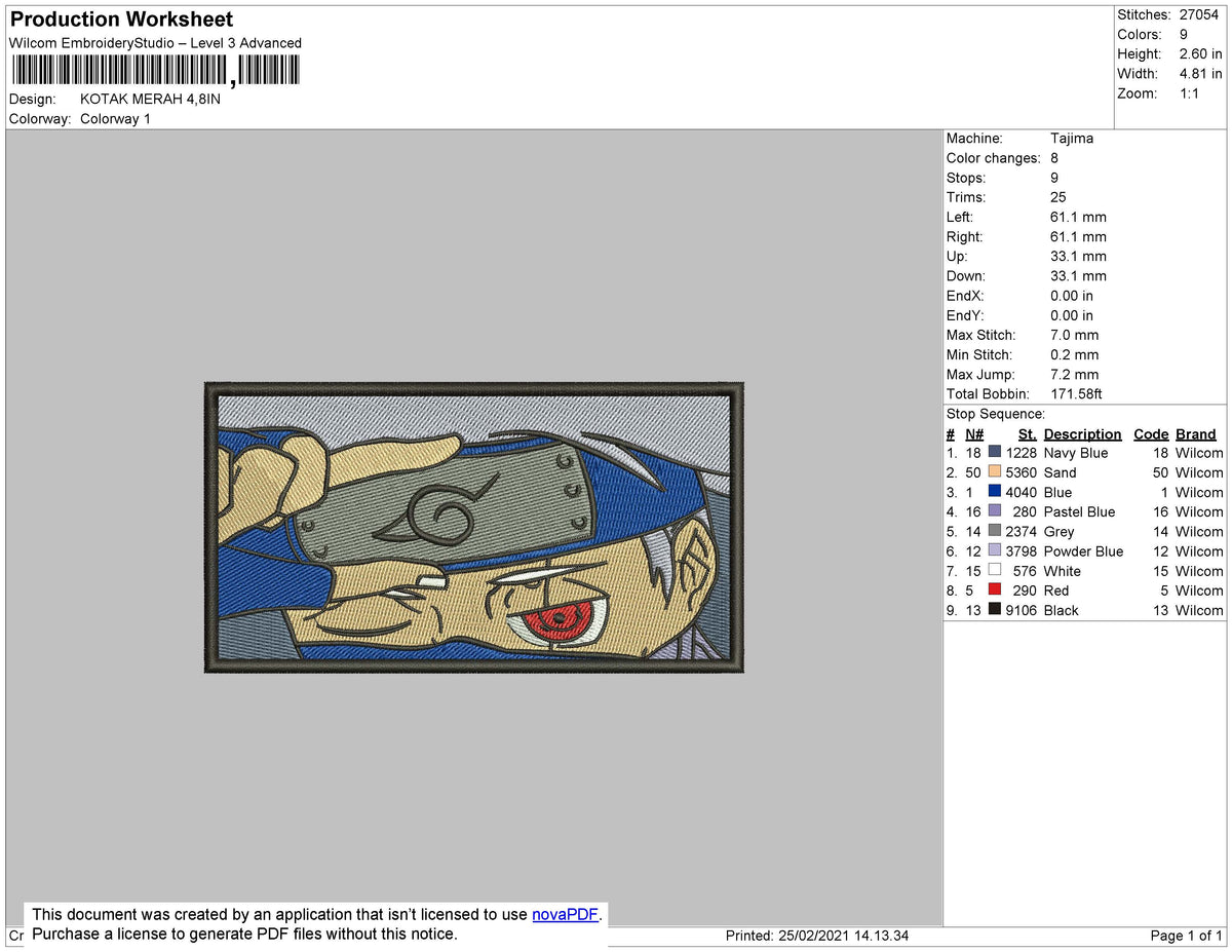 Kakashi Rectangle Embroidery File 4 size – Master Digitizer