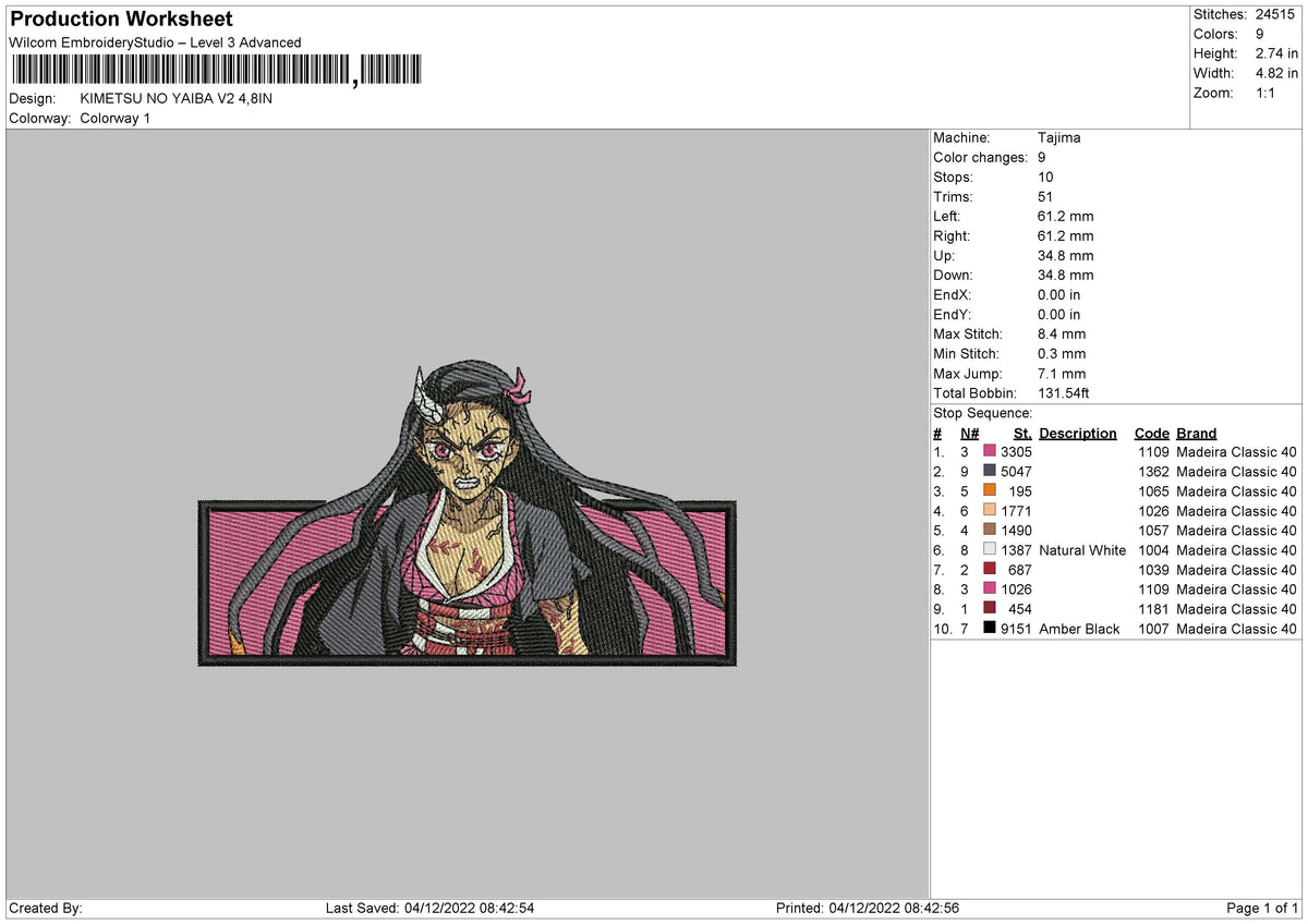 Kimetsu No Y V2 Embroidery File 6 sizes – Master Digitizer