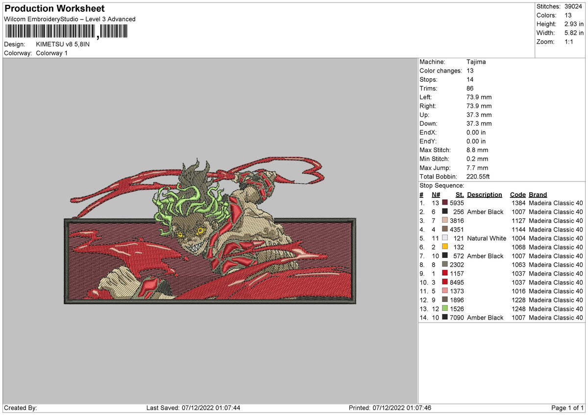 Kimetsu V8 Embroidery File 6 sizes – Master Digitizer