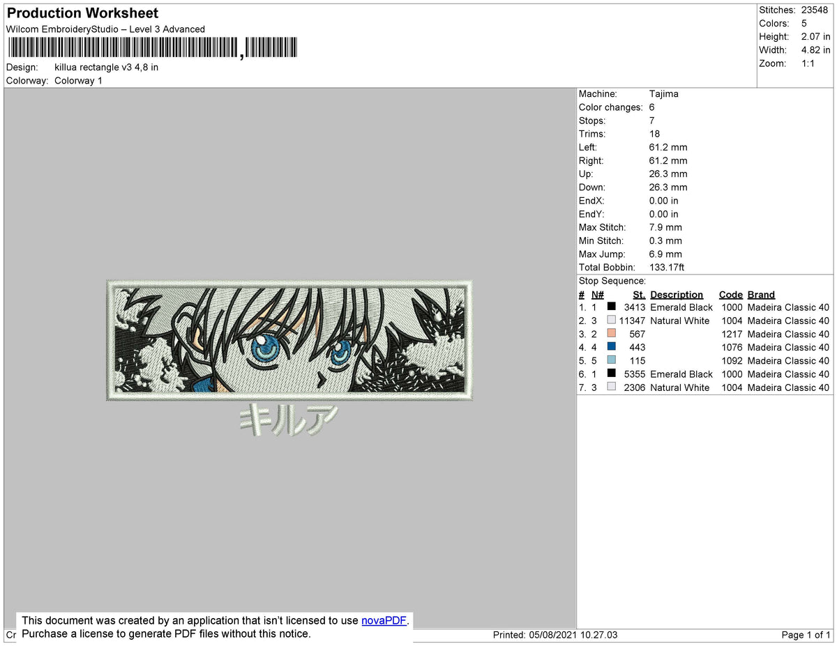 Killua Rectangle V3 Embroidery File 4 size – Master Digitizer