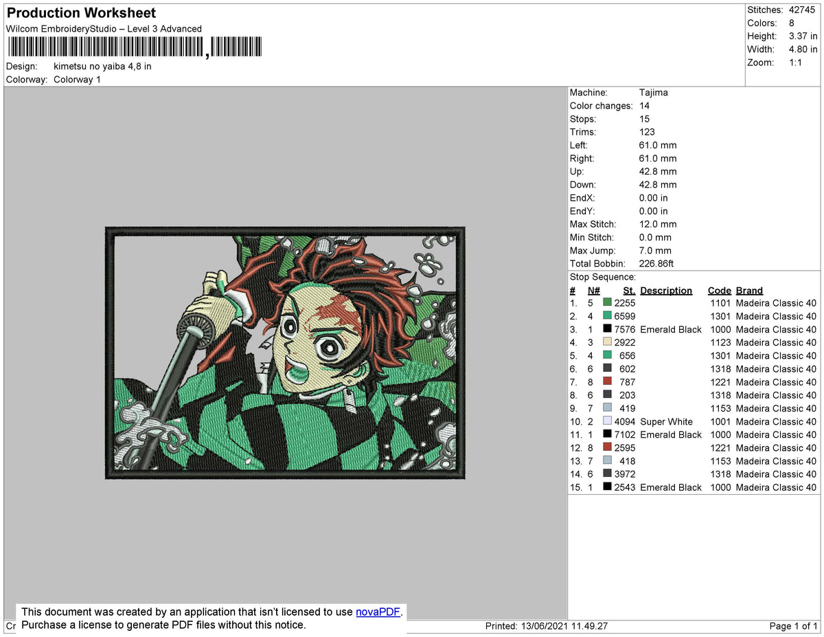 Kimetsu No Yaiba Embroidery File 4 size – Master Digitizer