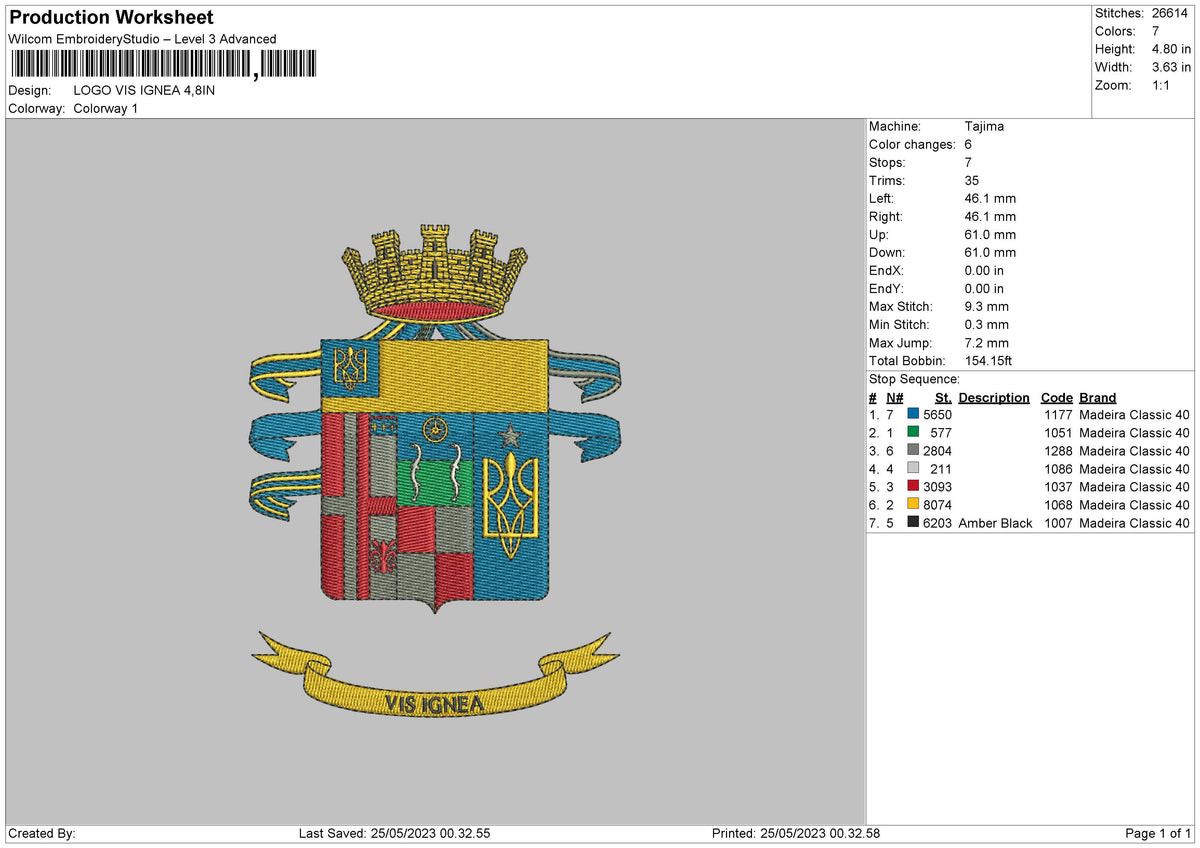 Logo Vis Embroidery File 6 sizes – Master Digitizer