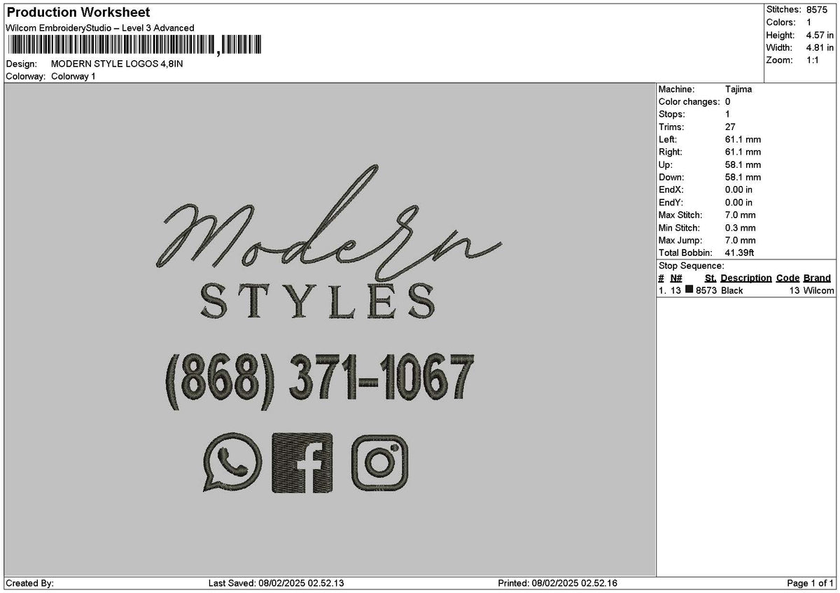 Moderntext 01 Embroidery File 6 sizes – Master Digitizer