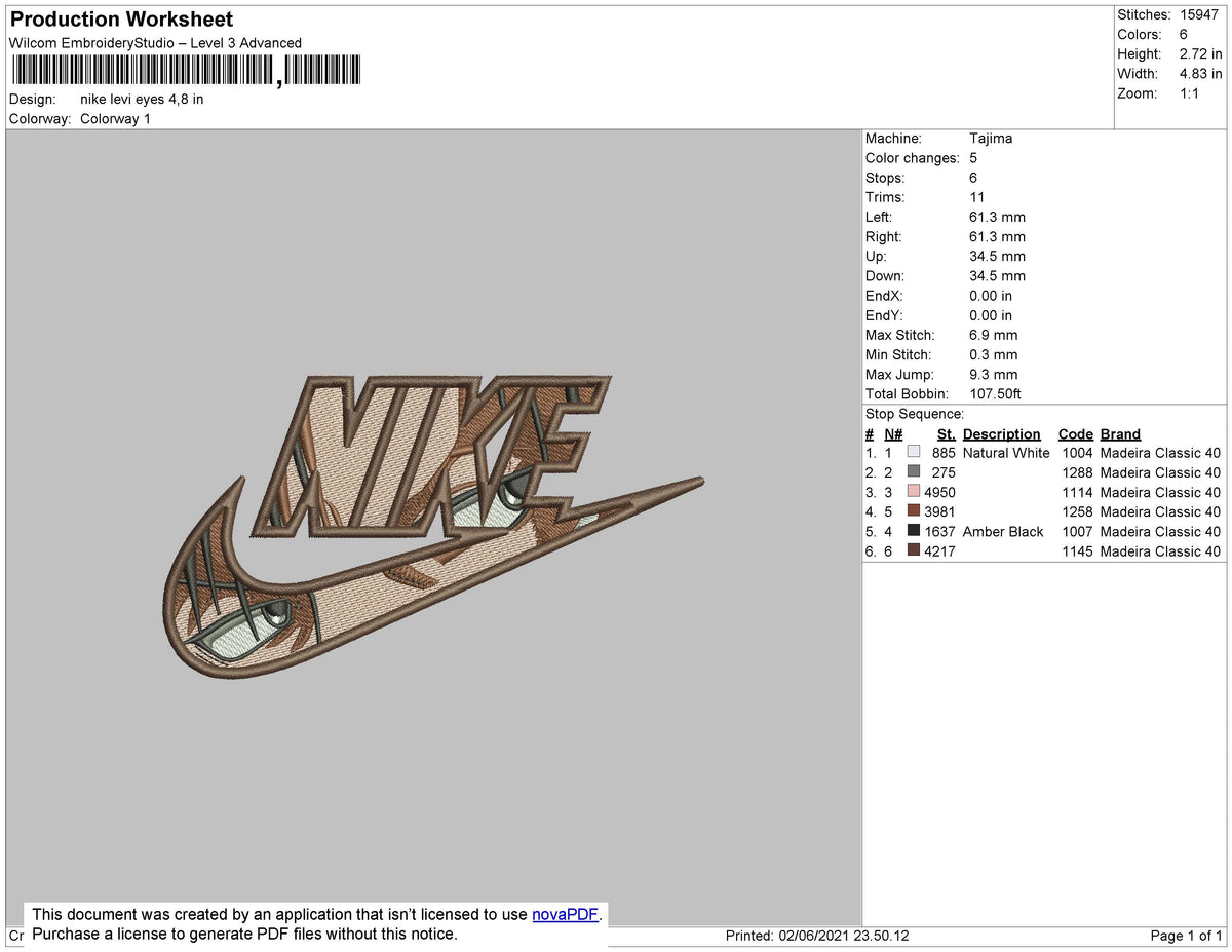 Nike Levi Eyes Embroidery File 4 size – Master Digitizer