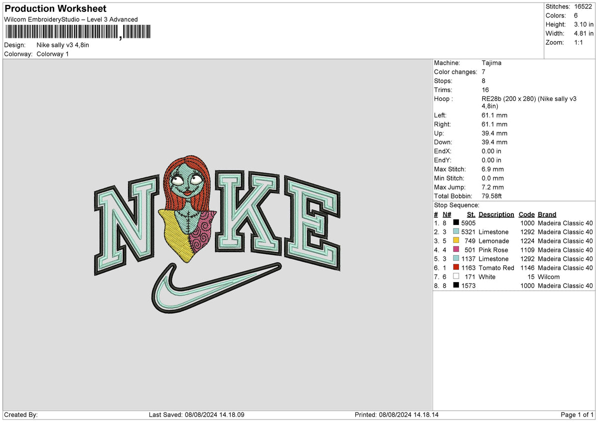 Nike Sally V3 Embroidery File 6 sizes – Master Digitizer