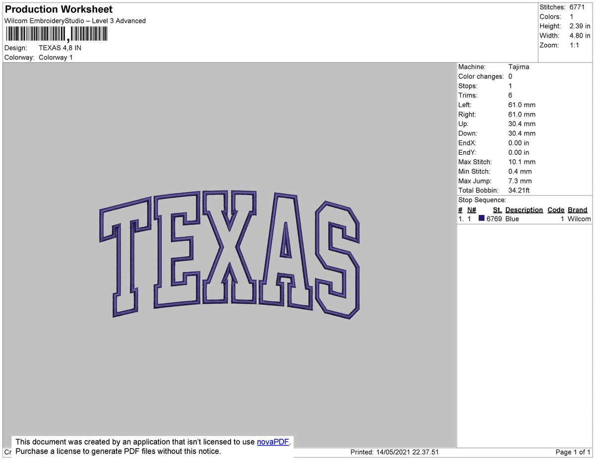 Texas Text Embroidery File 4 size – Master Digitizer