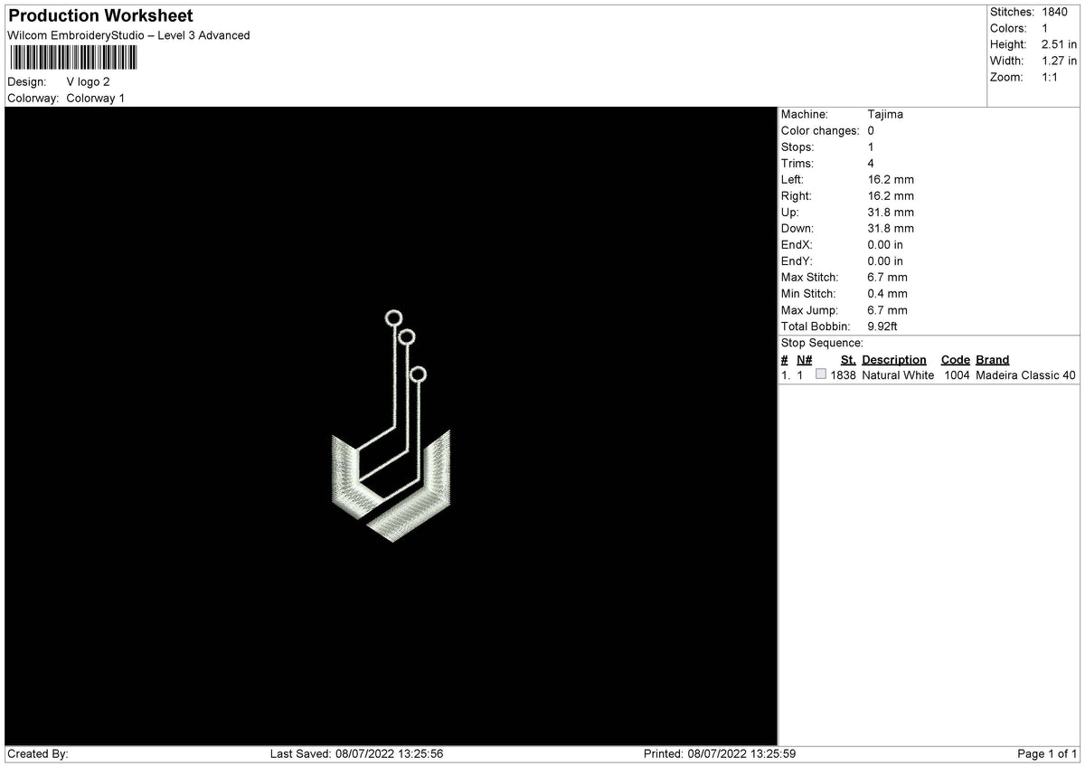 V Logo Embroidery File 4 sizes – Master Digitizer