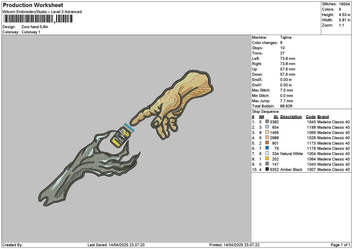 Zoro Hands Embroidery File 6 sizes – Master Digitizer