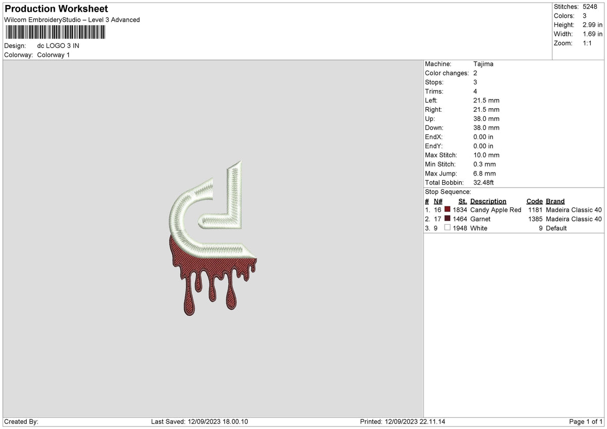 Dc Logo Embroidery File 6 sizes – Master Digitizer