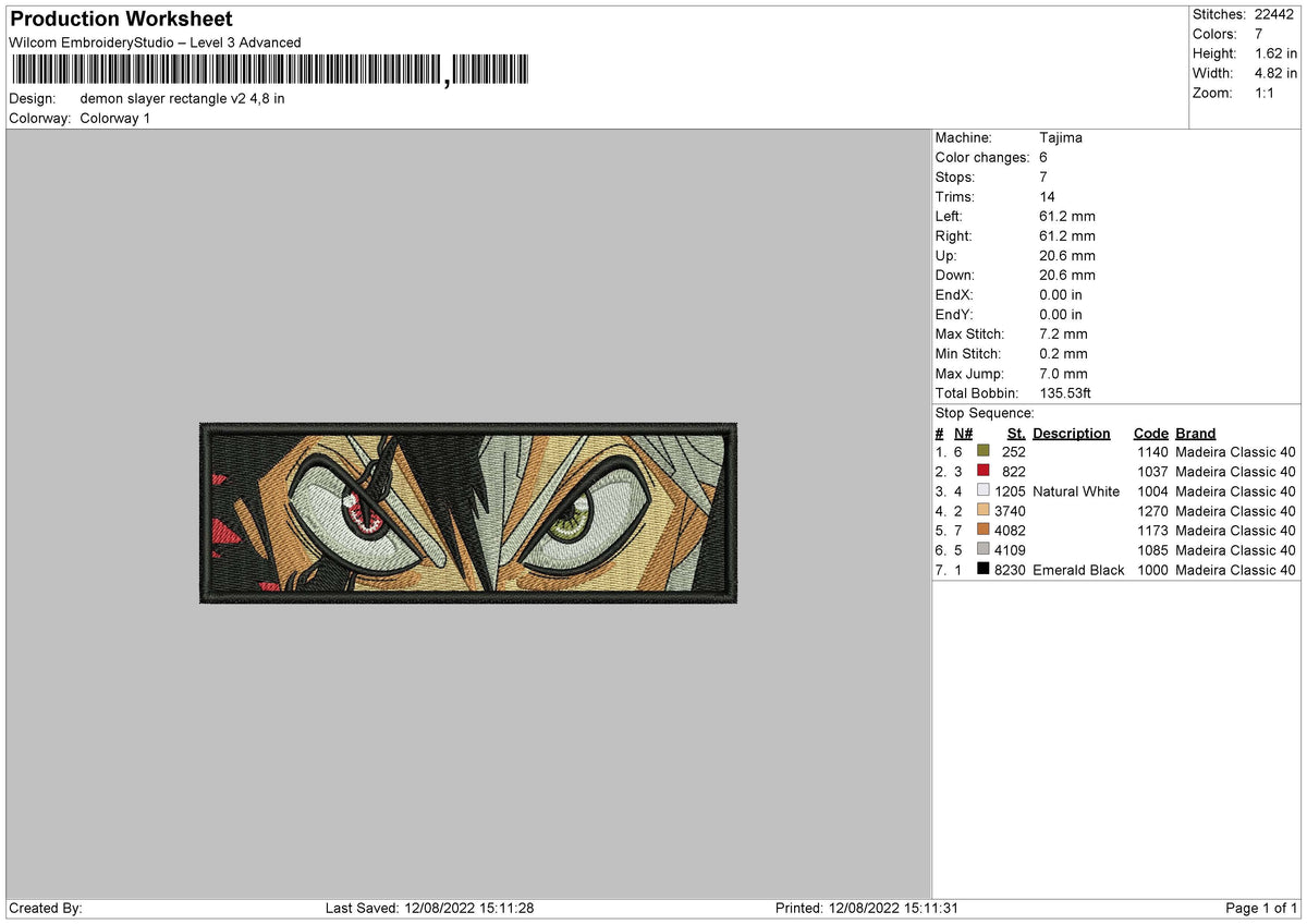 Demon Slayer Rectangle V2 Embroidery File 5 sizes – Master Digitizer