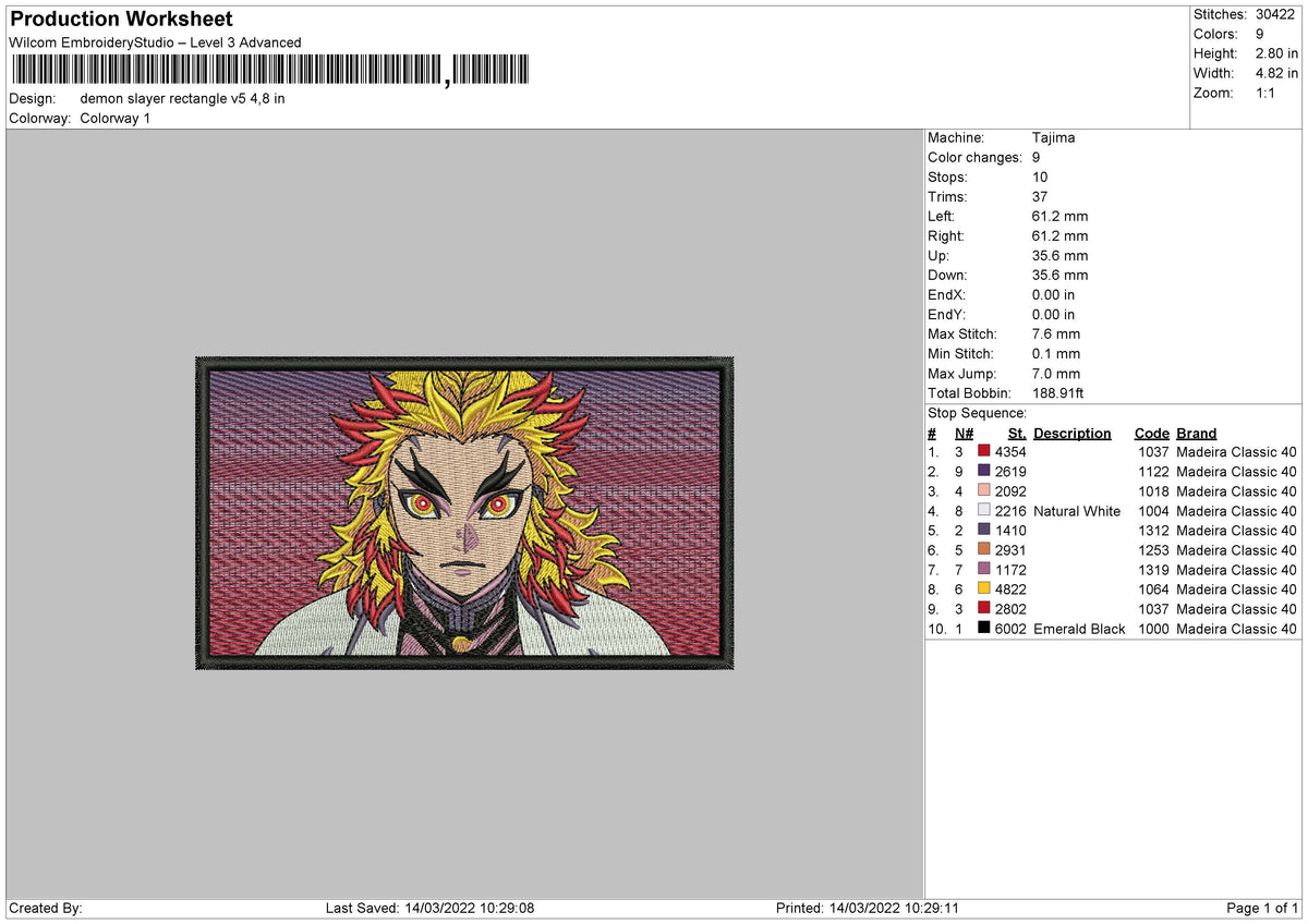 Demon Slayer Rectangle V5 Embroidery File 4 size – Master Digitizer