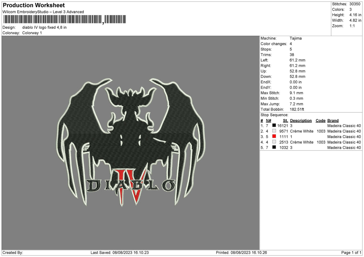Diablo Iv Logo Embroidery File 6 sizes – Master Digitizer