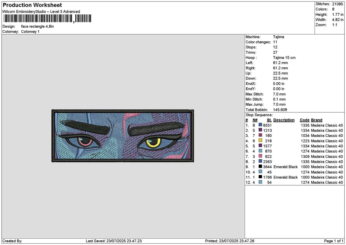 Face Rectangle Embroidery File 6 sizes – Master Digitizer