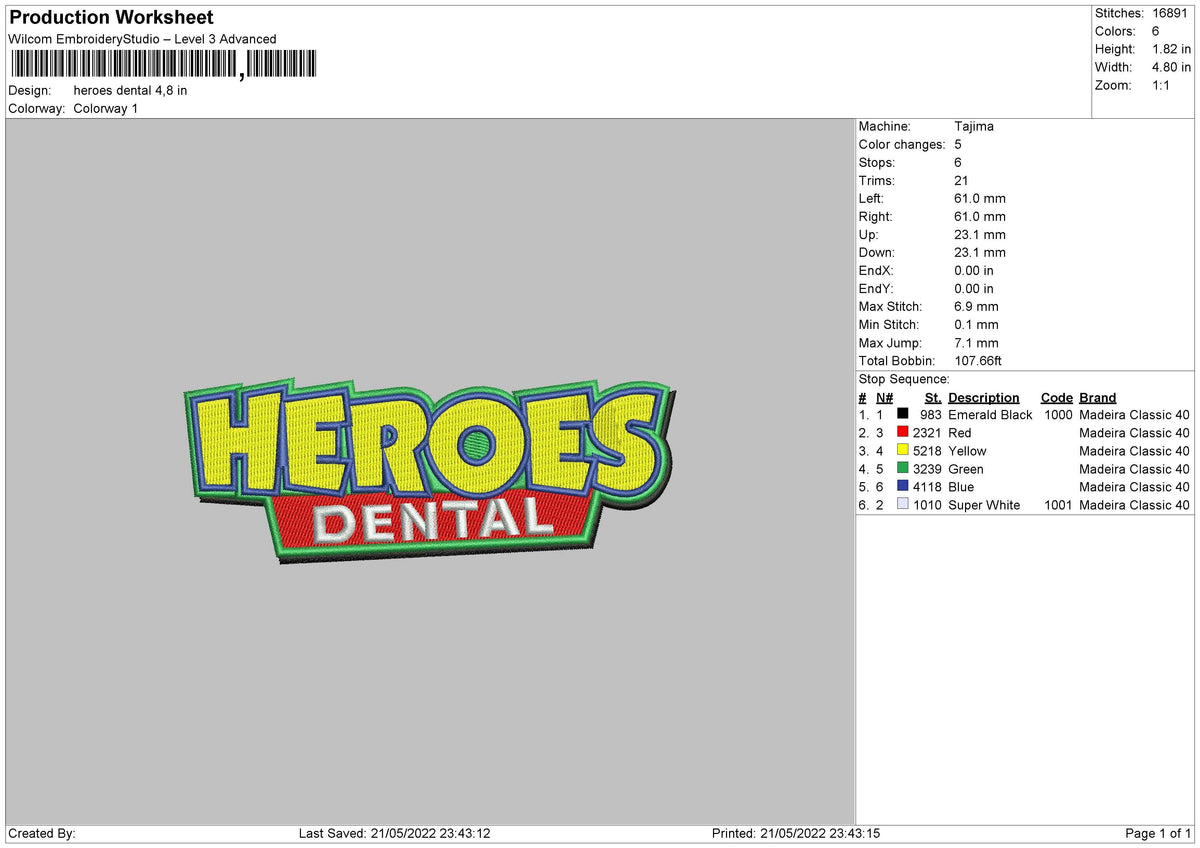 Heroes Dental Embroidery File 4 size – Master Digitizer