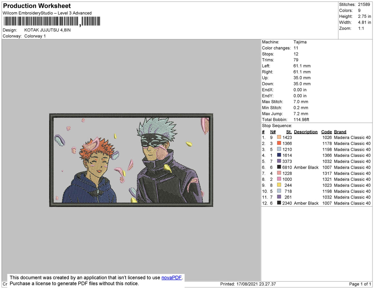 Jujutsu Rectangle Embroidery File 4 size – Master Digitizer