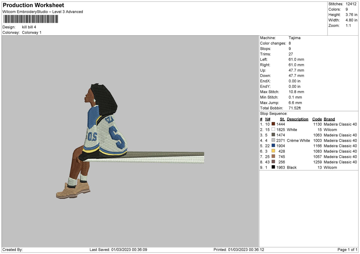 Kill Bill Embroidery File 6 sizes – Master Digitizer