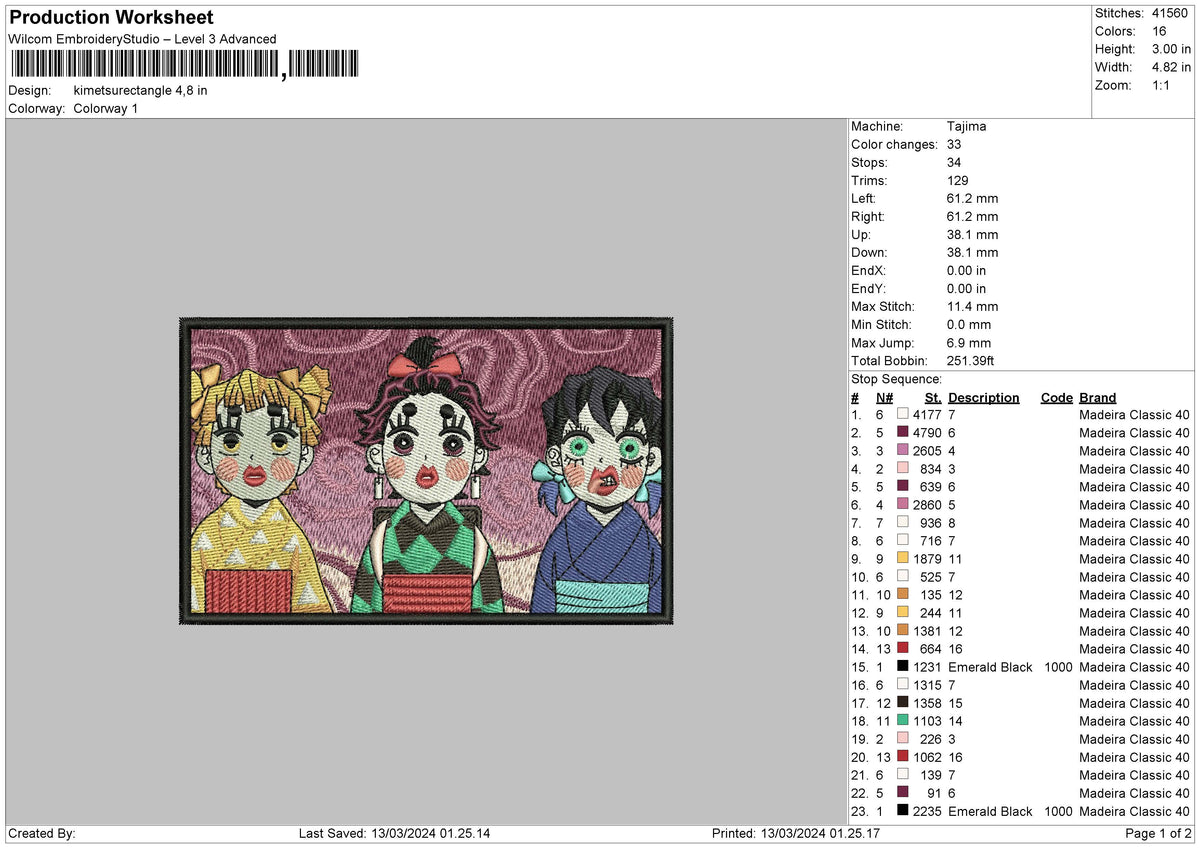 Kimetsurectangle Embroidery File 6 sizes – Master Digitizer