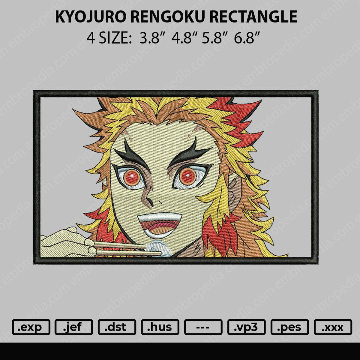 Kyojuro Rengoku Rectangle Embroidery File 4 size – Master Digitizer