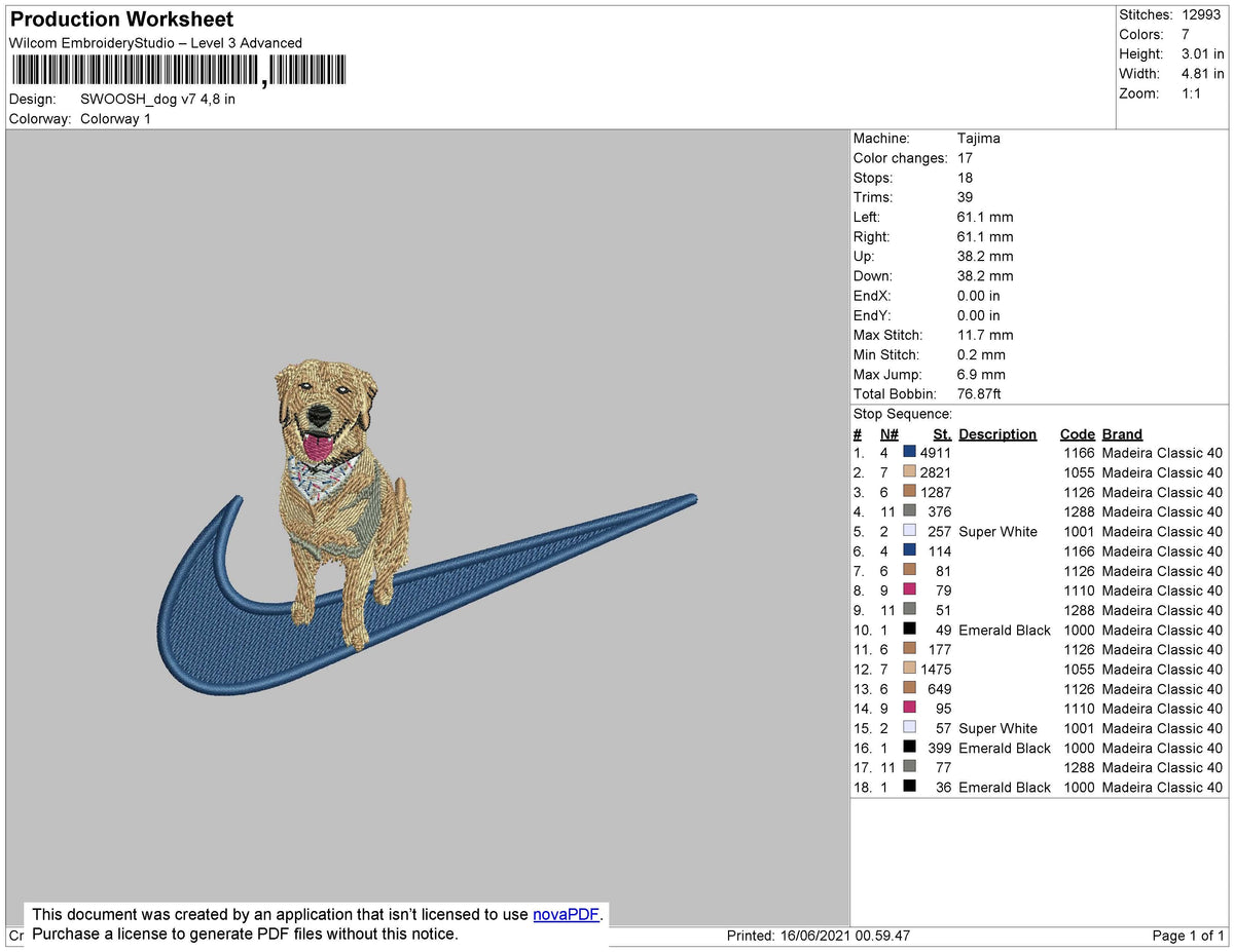 Swoosh Dog V7 Embroidery File 4 size – Master Digitizer