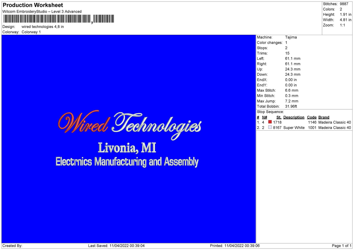 Wired Technologies Embroidery File 4 size – Master Digitizer