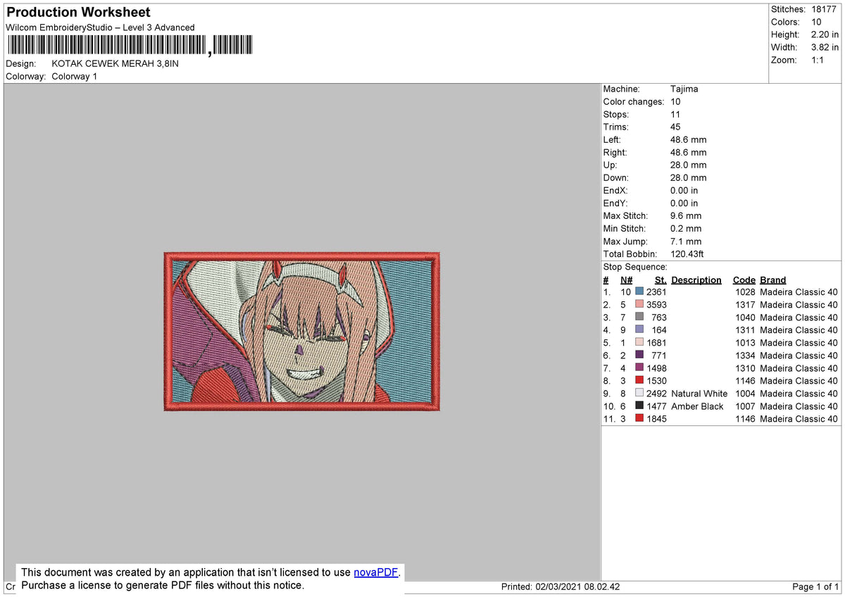 Zero Two Rectangle Embroidery File 4 size – Master Digitizer