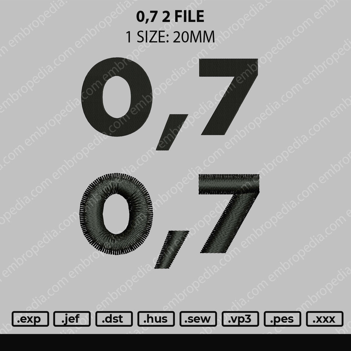 Number 0,7 V1 & V2 2 File Embroidery – Master Digitizer