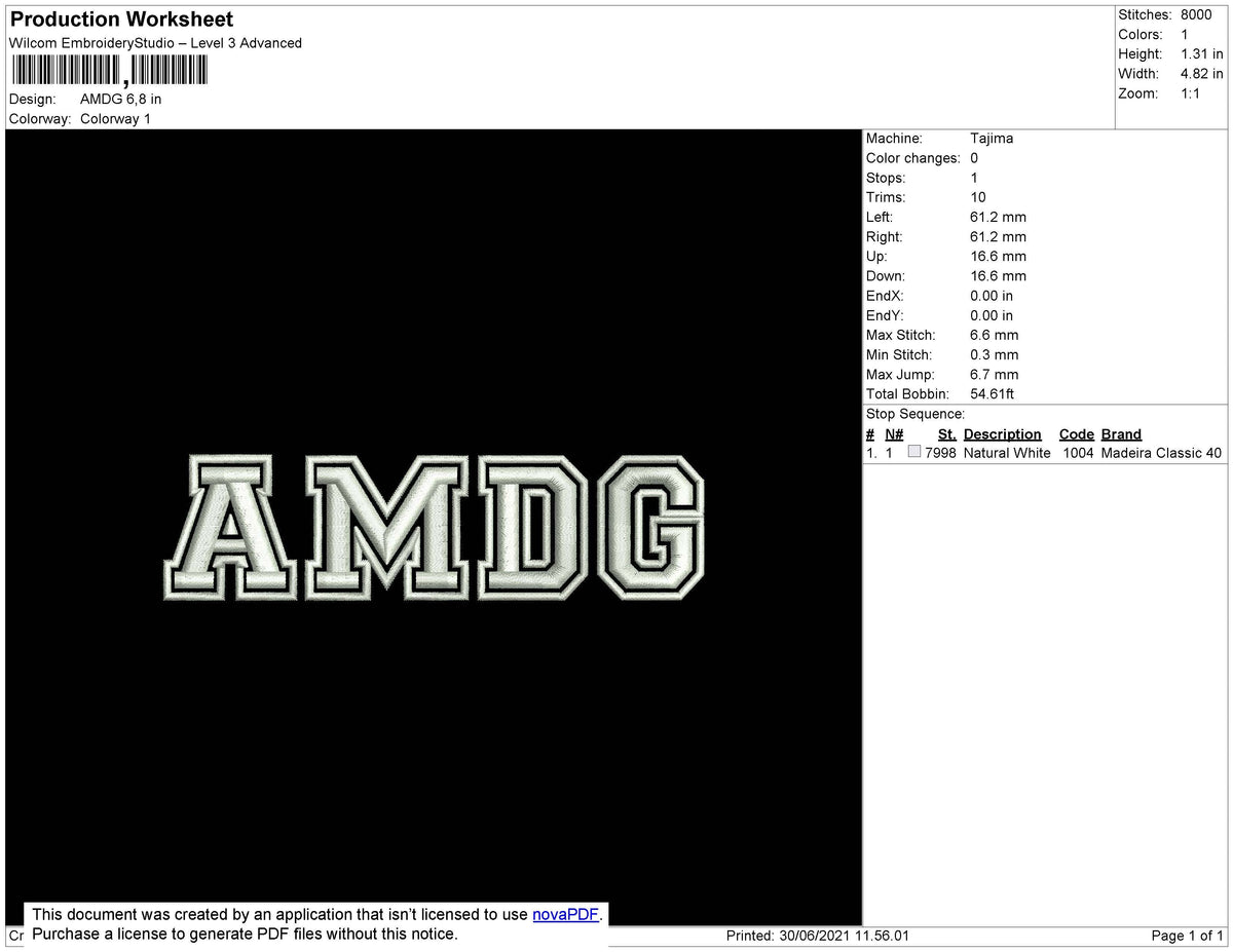 AMDG Embroidery File 4 size – Master Digitizer