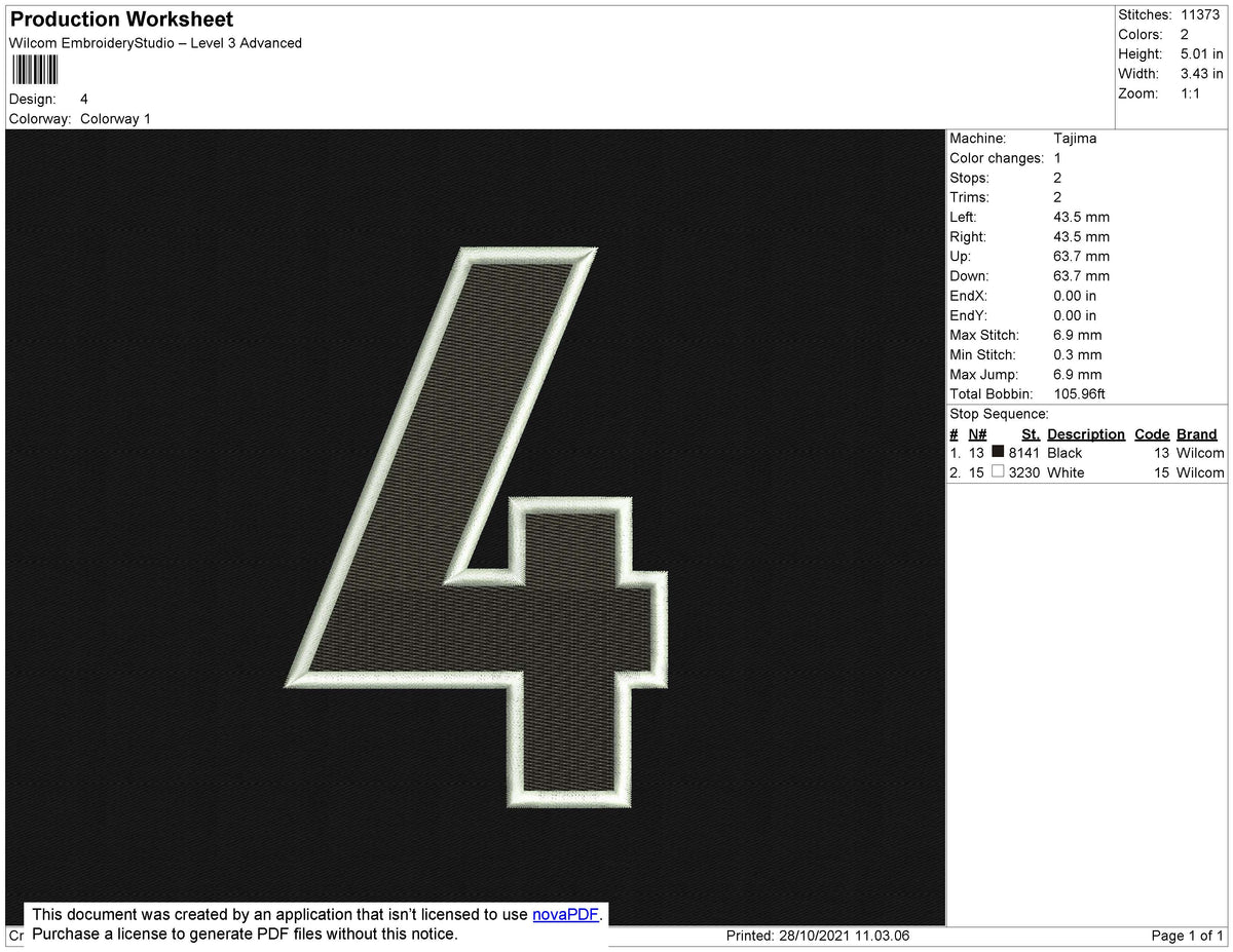 Barnes, Barnes 4 & 4 Number Embroidery File – Master Digitizer