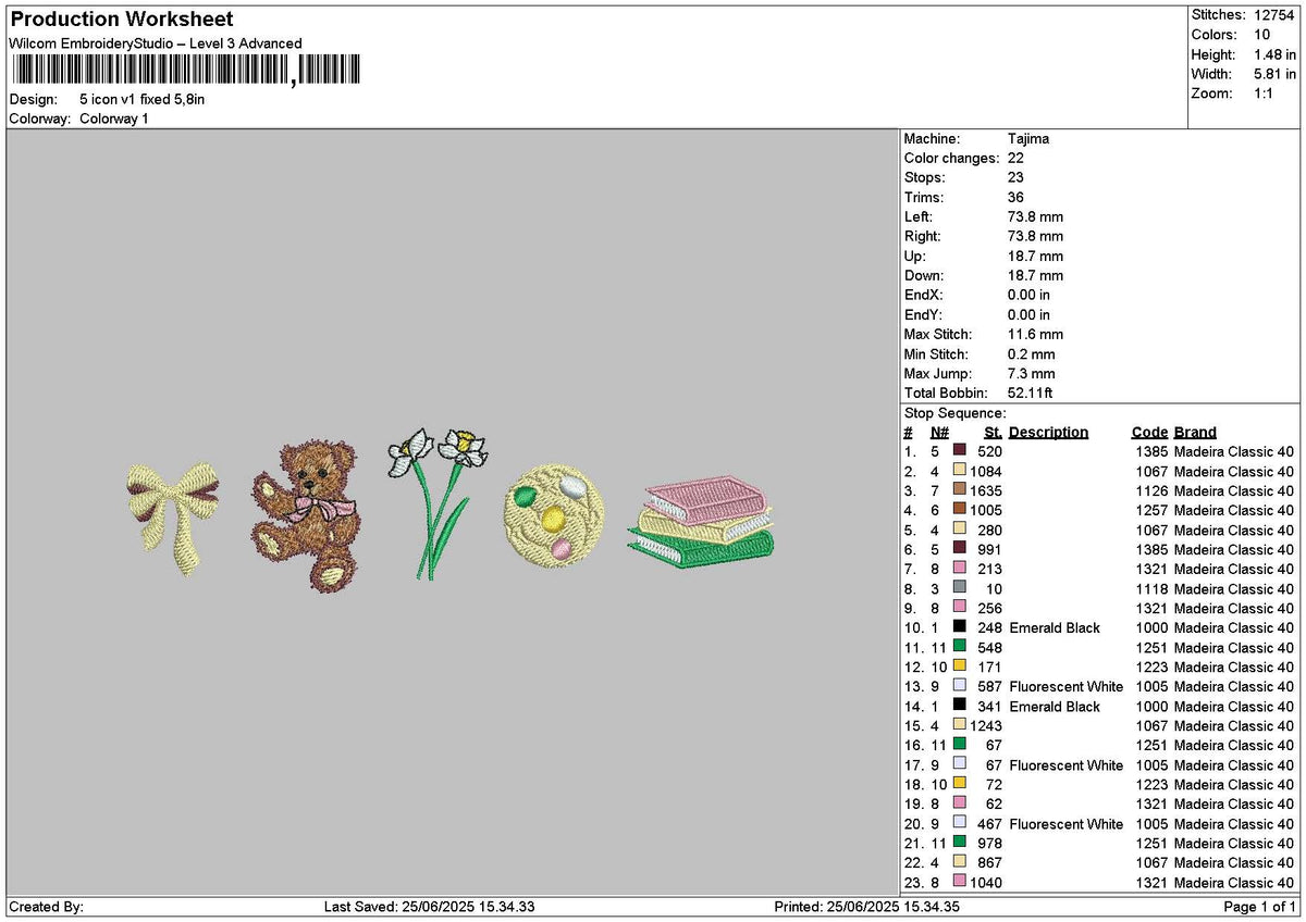 5 Icons V1 Embroidery File 6 sizes – Master Digitizer
