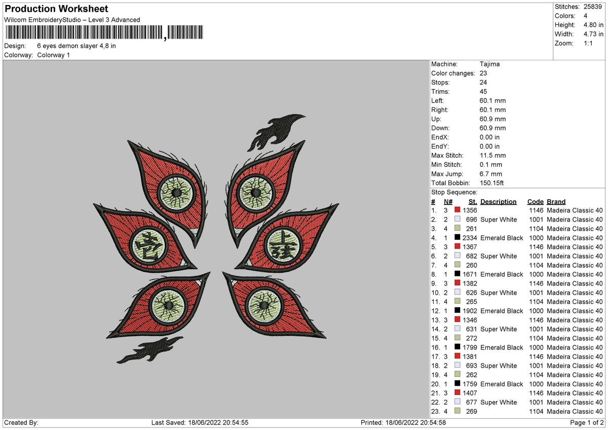 6 Eyes Demon Slayer Embroidery File 4 size – Master Digitizer