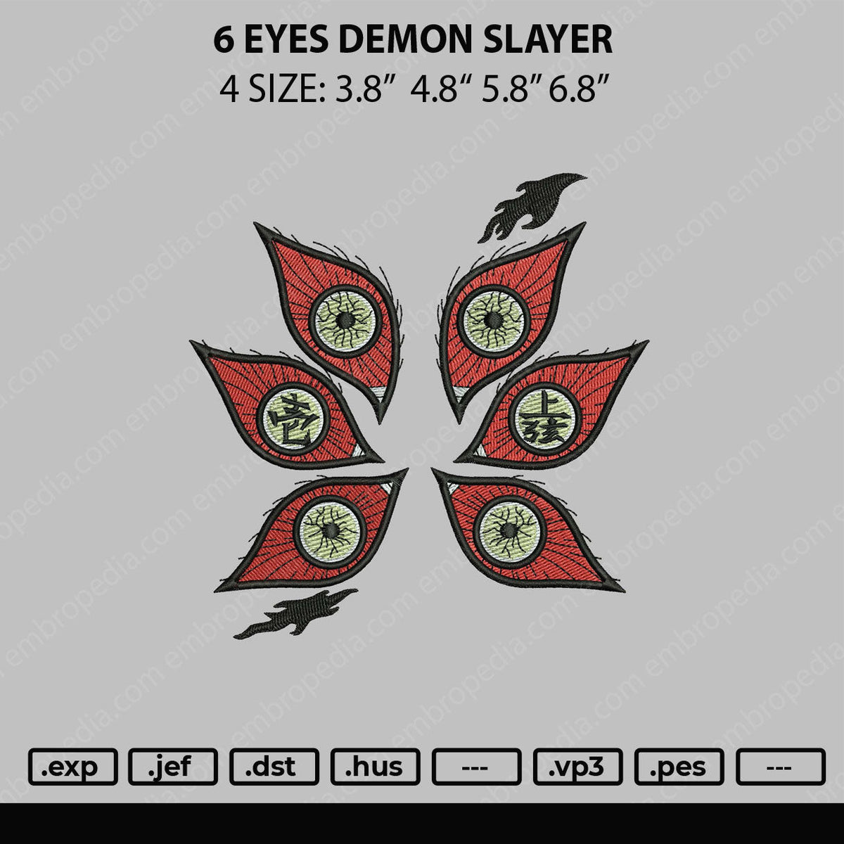 6 Eyes Demon Slayer Embroidery File 4 size – Master Digitizer