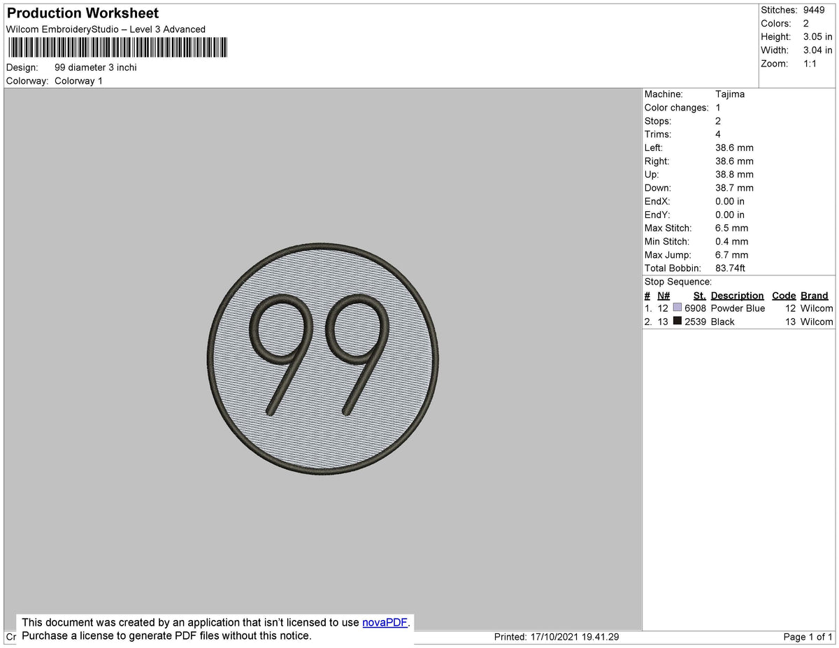 99 Embroidery File 4 size – Master Digitizer