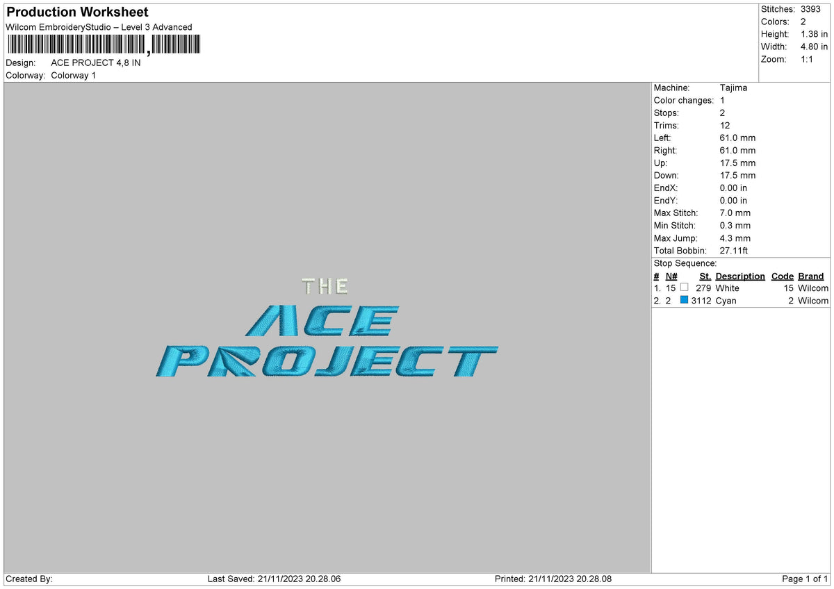Ace Text Embroidery File 6 sizes – Master Digitizer