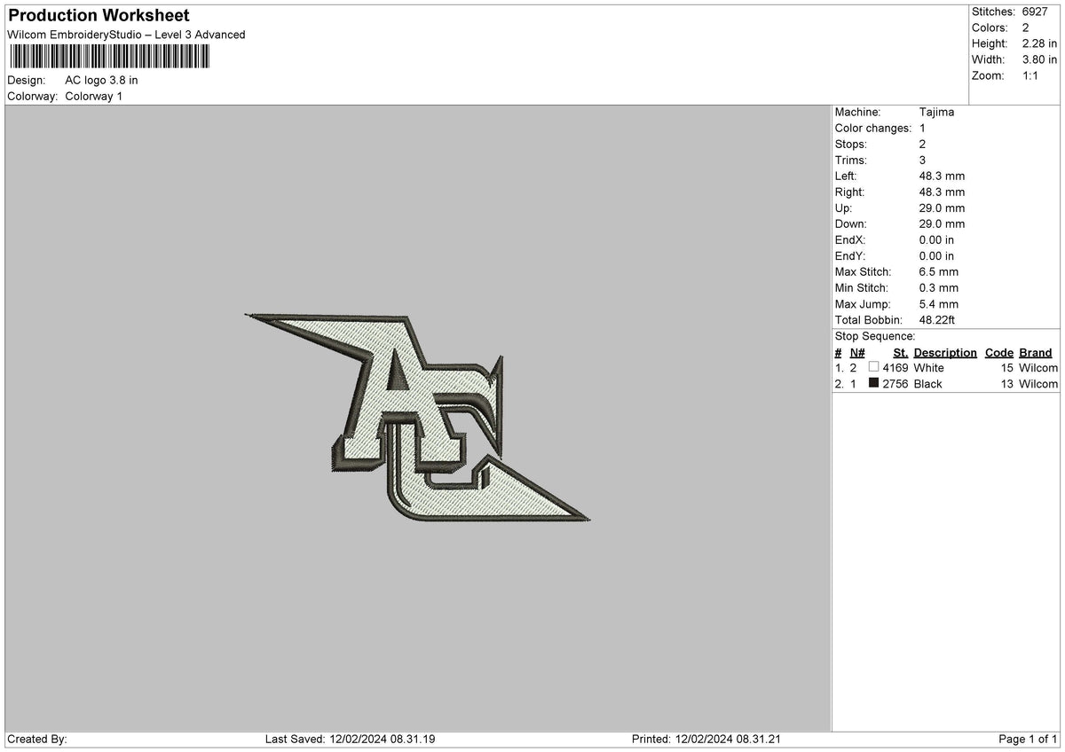 Ac Text Embroidery File 6 sizes – Master Digitizer