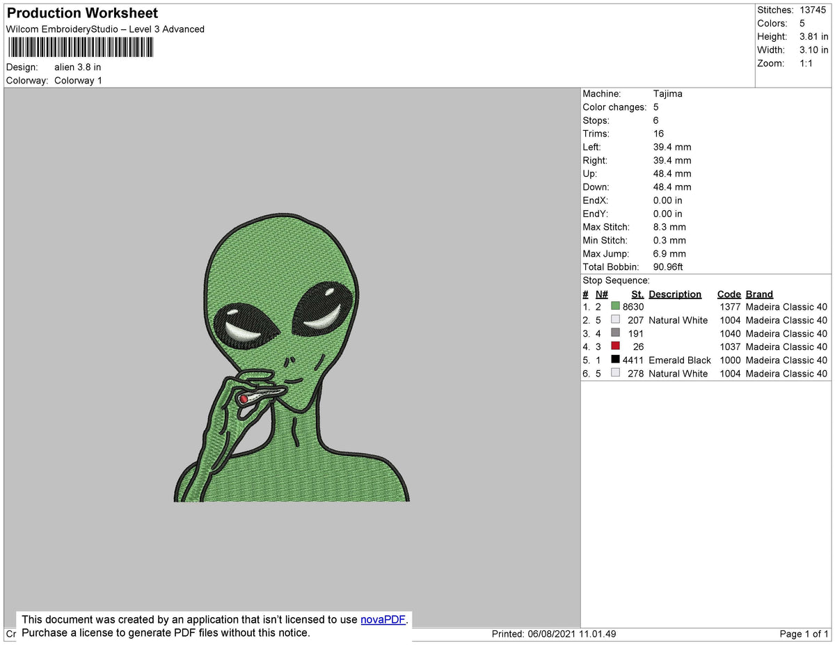 Alien 001 Embroidery File 4 size – Master Digitizer