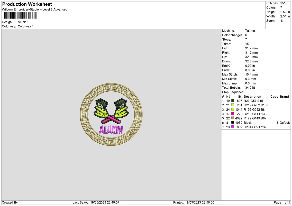Alucin Embroidery File 6 sizes – Master Digitizer