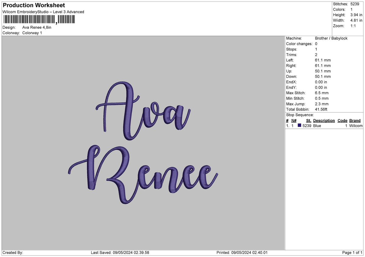 Ava Text Embroidery File 6 sizes – Master Digitizer