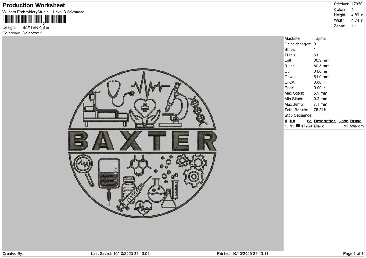 Baxter Embroidery File 6 sizes – Master Digitizer