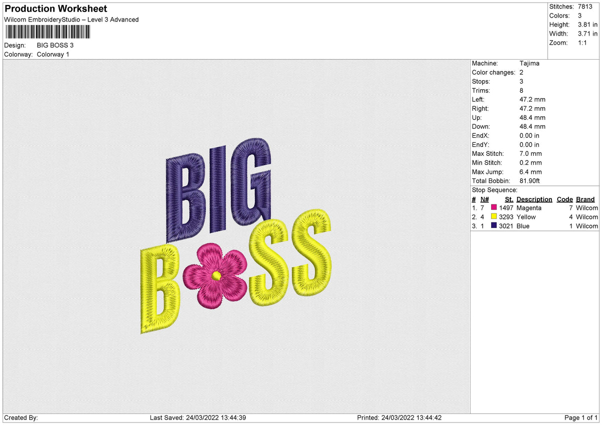 Big Boss Embroidery File 4 size – Master Digitizer