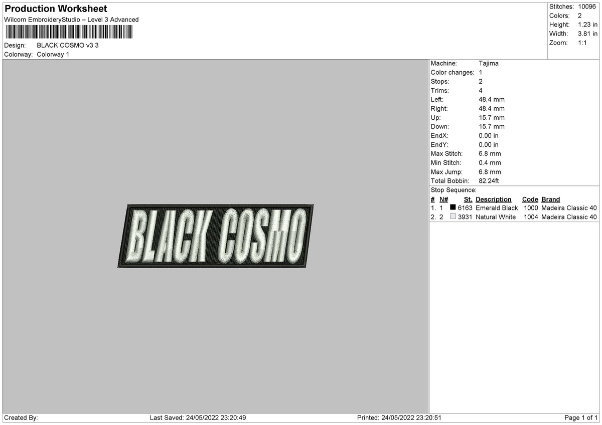 Black Cosmo V3 Embroidery File 4 size – Master Digitizer