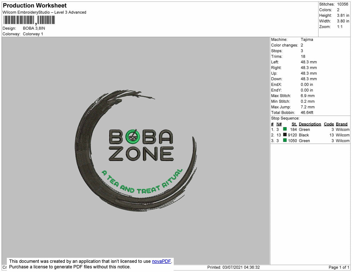 Boba Zone Embroidery File 4 size – Master Digitizer