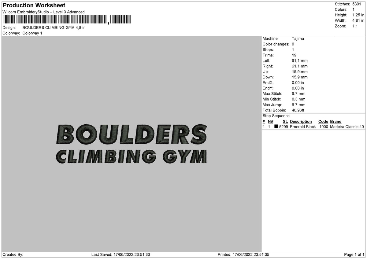 Boulders Climbing Gym Embroidery File 4 size – Master Digitizer