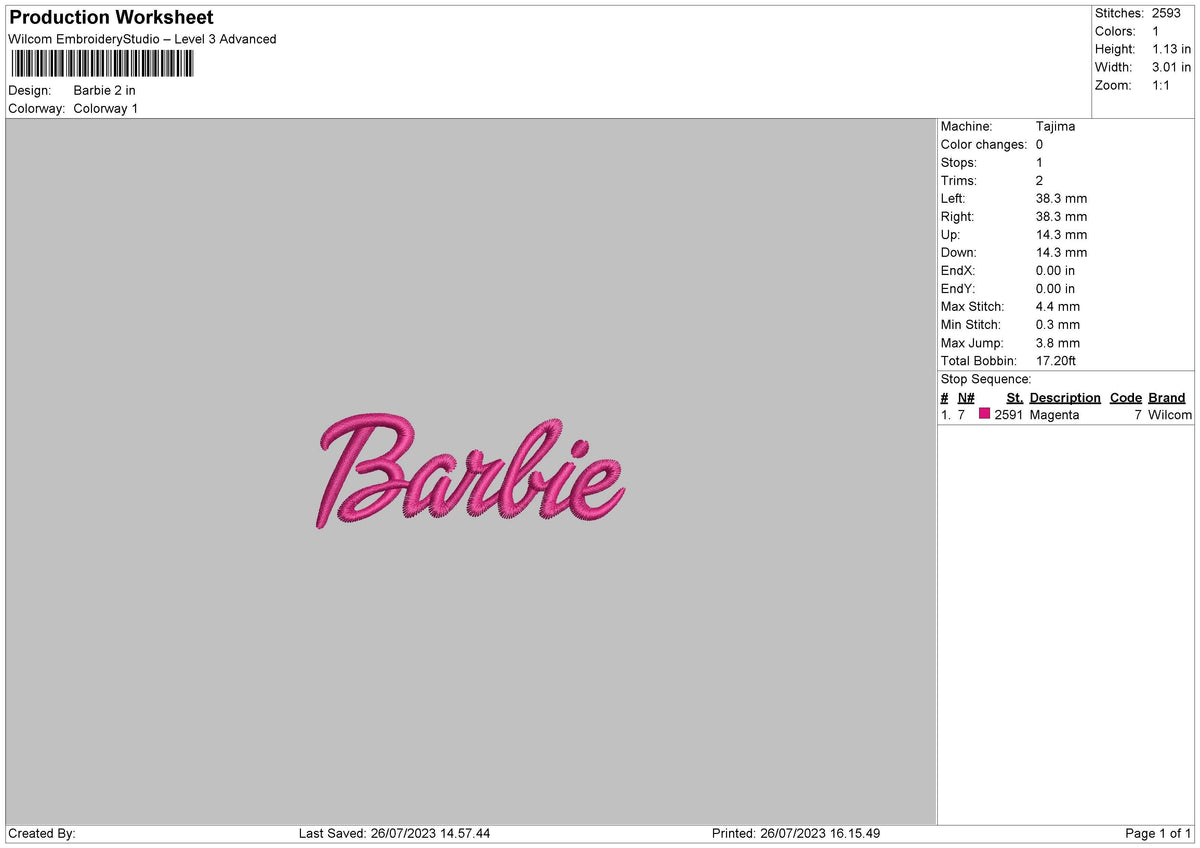 Barbie Text Embroidery File 6 sizes – Master Digitizer